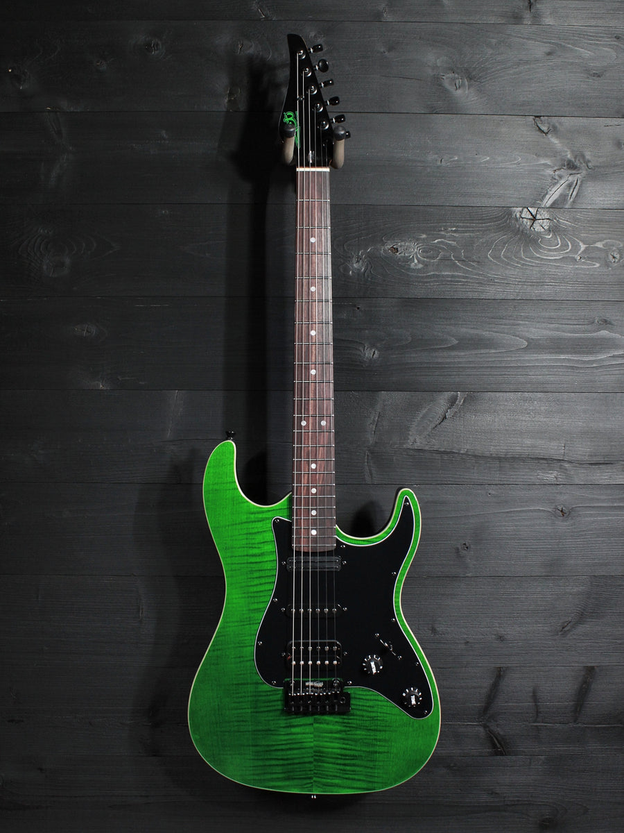 Jet JS-450 TGR-R Transparent Green Electric Guitar Deluxe Soft Case In ...